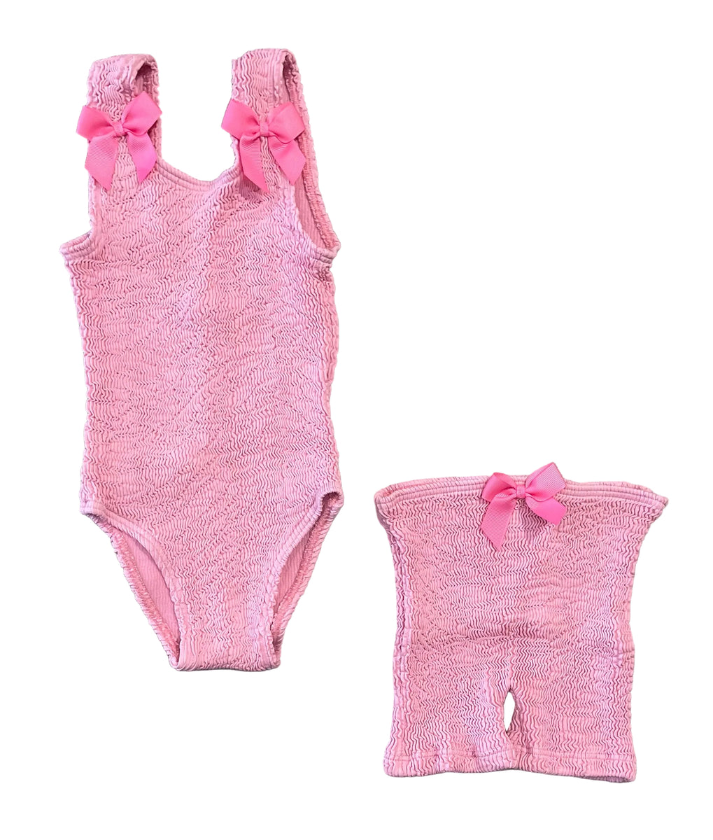 Cleonie Girls Blossom Pink with Bows Sea One Piece and Shorts Set ...