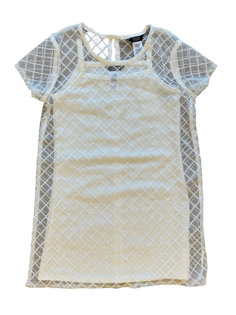 Truce Girls White Sequin Mesh Dress FINAL SALE – LilSwimmas