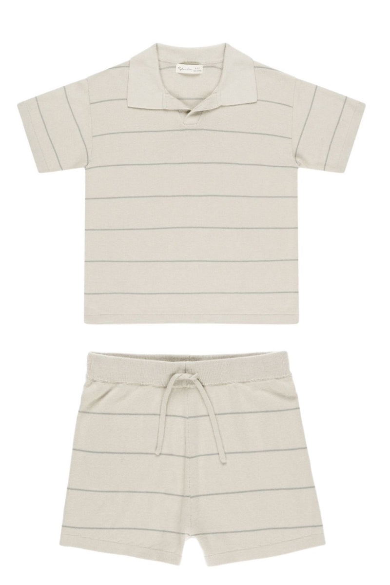Rylee & Cru Baby and Boys Eucalyptus Stripe Chandler Knit Polo and Sho ...