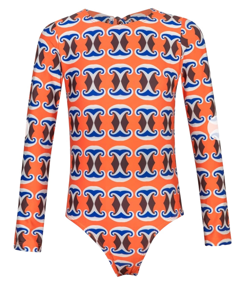 Mola Mola Girls Indigo Waves Pauli Long Sleeve Rash Guard One Piece FI ...