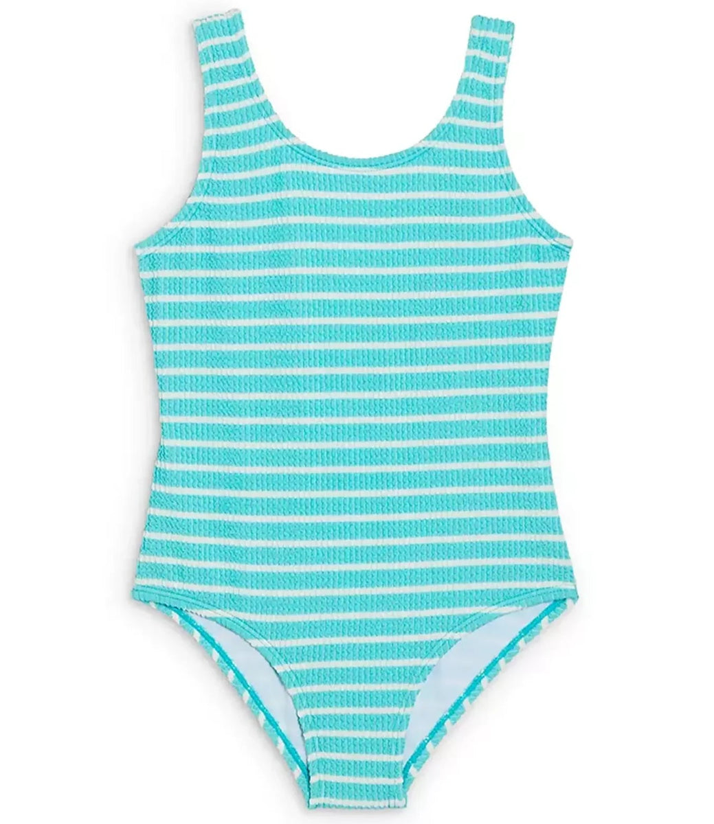 Limeapple Girls Blue and White Stripe Ester Crinkle One Piece – LilSwimmas