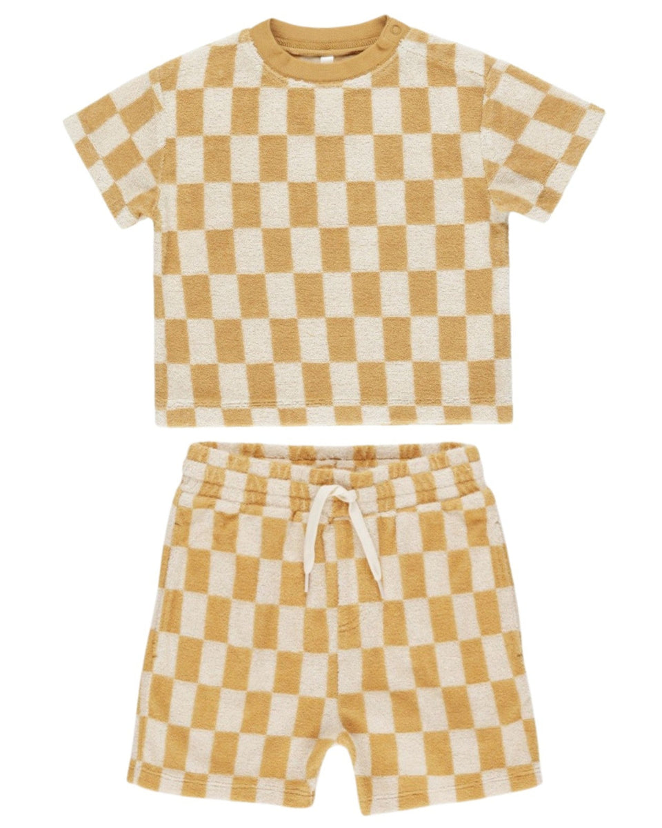 Rylee & Cru Boys Marigold Check Relaxed Terry Set – LilSwimmas