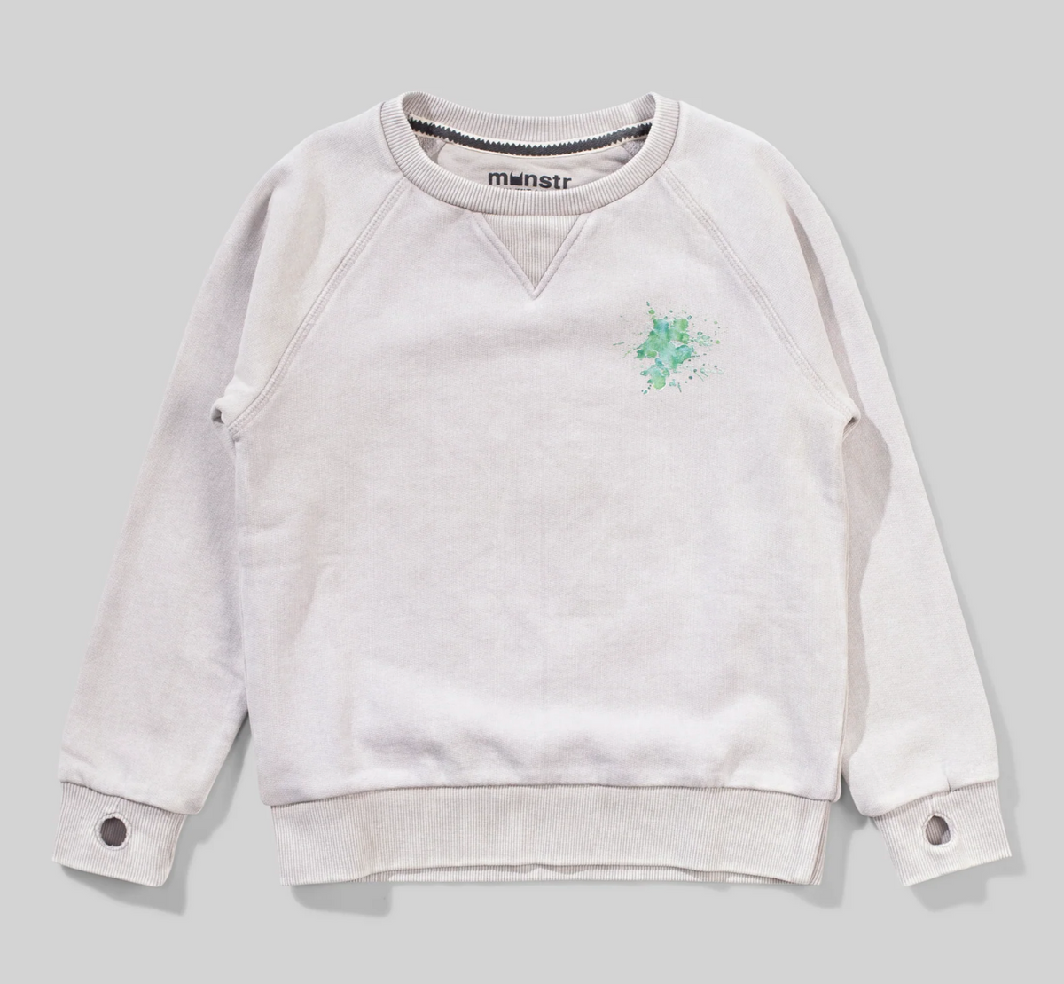 Munster Boys Splatted Crew Mineral Grey – LilSwimmas
