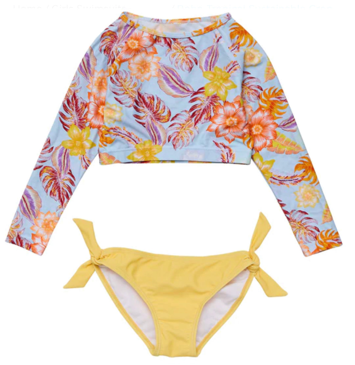 Snapper Rock Girls Boho Tropical Crop Long Sleeve Bikini FINAL SALE ...